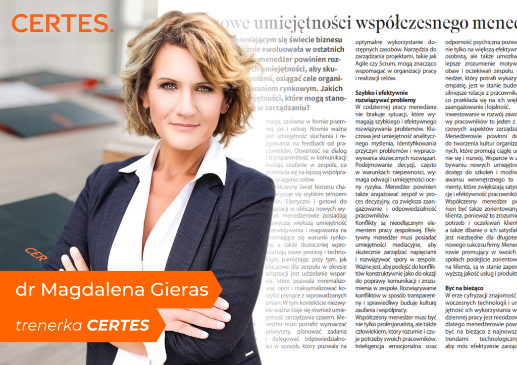 Kluczowe umiejętności współczesnego menedżera wg Magdaleny Gieras ...